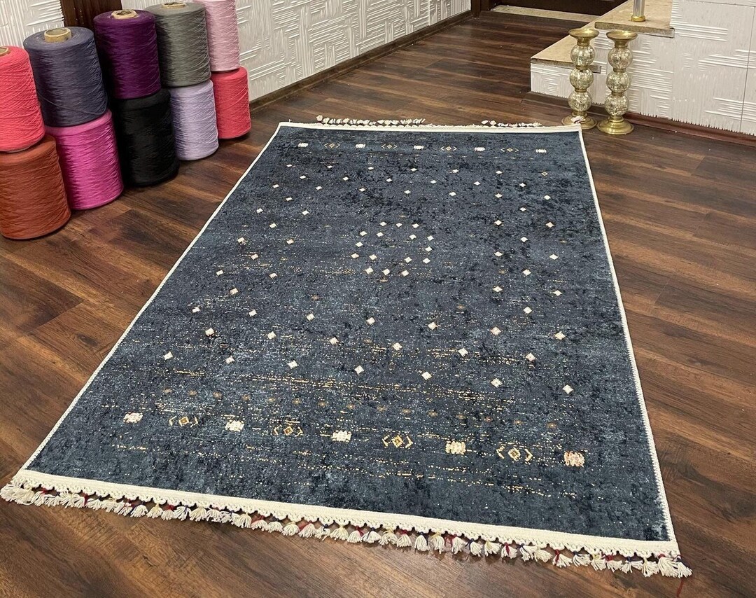 Navy Blue Rug, ,belly Patterned Rug, Rug,8x10 Rug,oversize Carpet ...