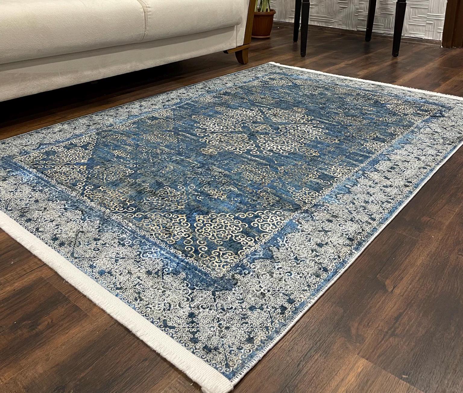 Elegant Blue Medallion Area Rug ,belly Patterned Rug,blue Rug, Rug,8x10 ...