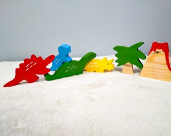 Wooden Dinosaur Stacking Toys - Etsy