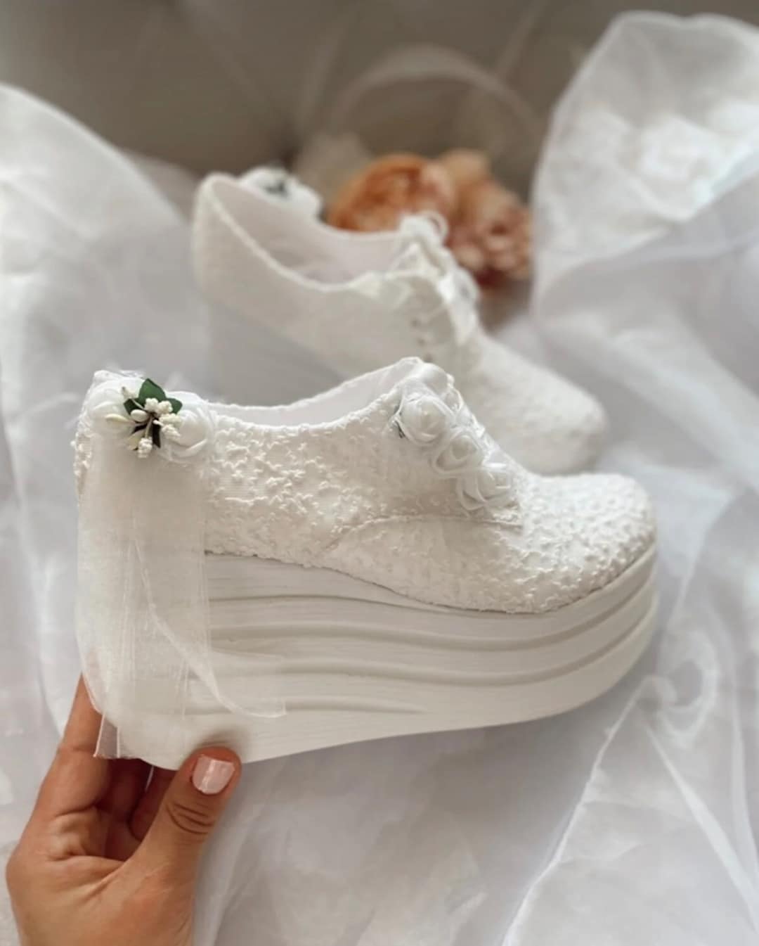 Women White Wedge Heels Wedding Bridal Shoes Comfortable Bridal Shoes ...