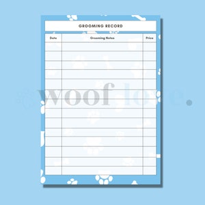 Printable Dog Grooming Form (PAW EDITION) | Mobile Dog Grooming ...