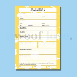 Printable Dog Grooming Form (PAW EDITION) | Mobile Dog Grooming ...