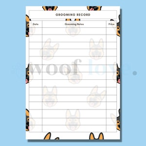 Printable Dog Grooming Form (german Shepherd) | Mobile Dog Grooming ...