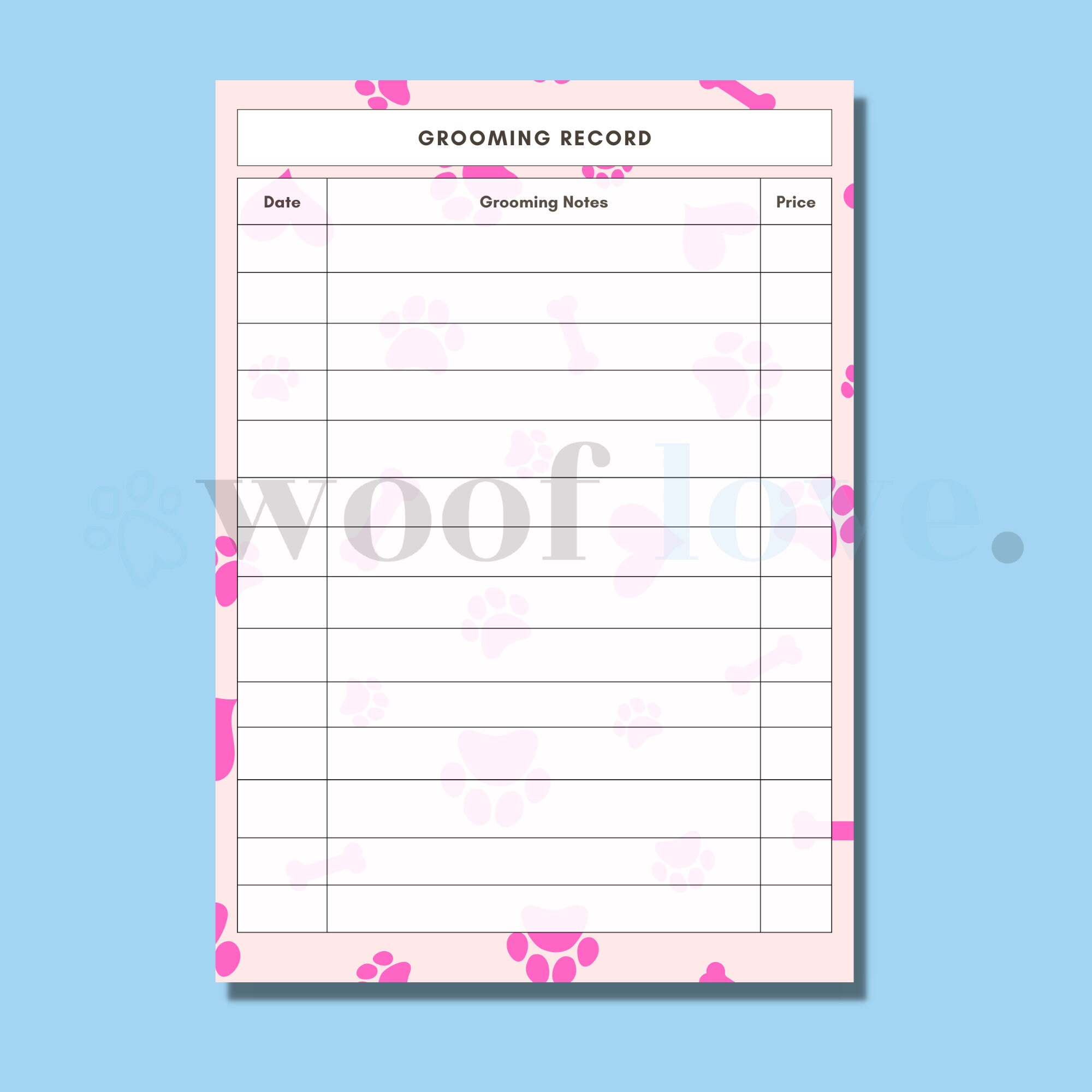 Printable Dog Grooming Form PAW EDITION Mobile Dog - Etsy