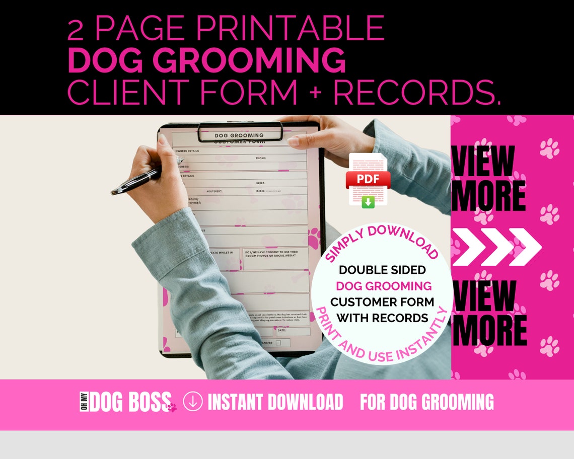 Printable Dog Grooming Form (PAW EDITION) | Mobile Dog Grooming ...