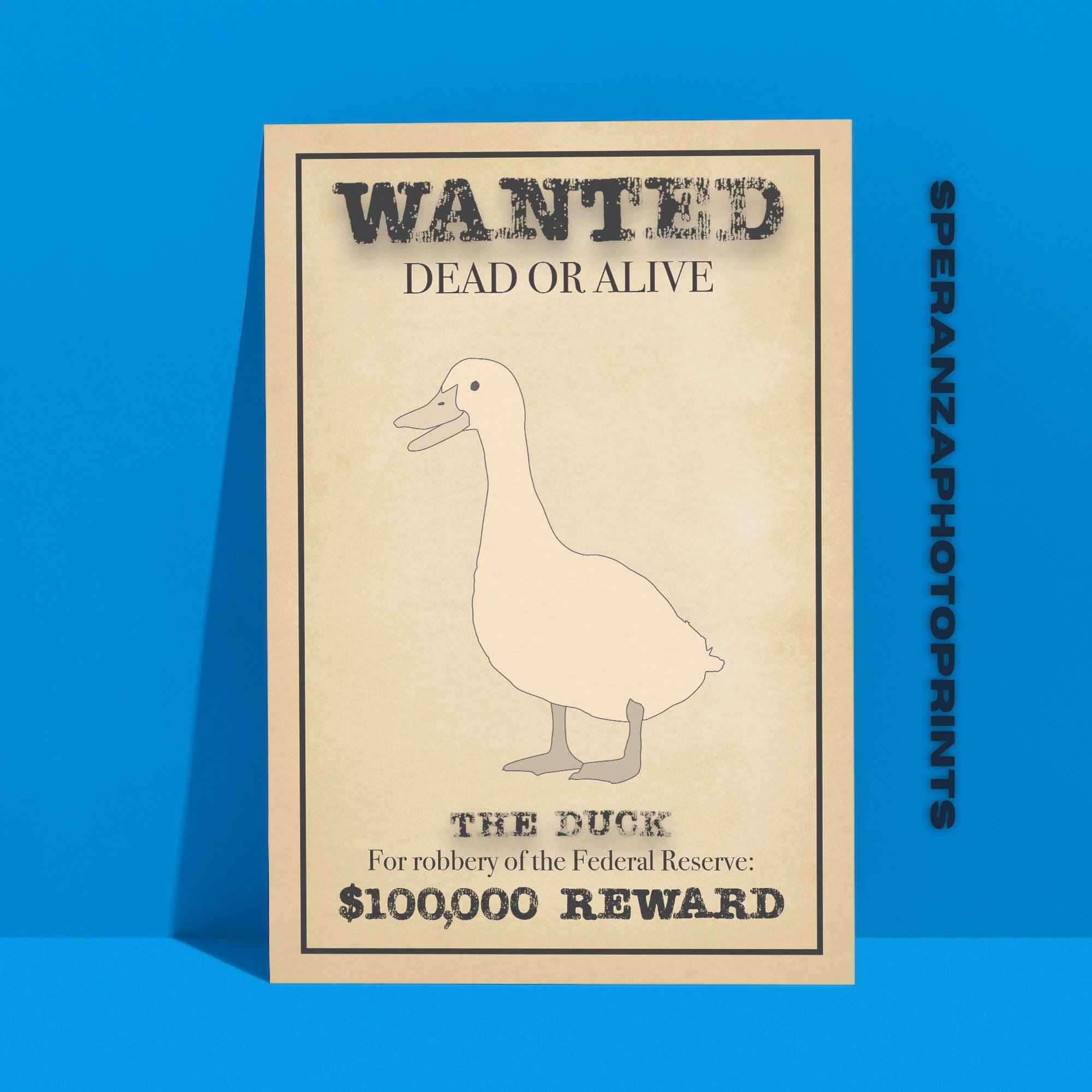 Wanted Duck Poster, Funny Old Western Cowboy Print - Etsy