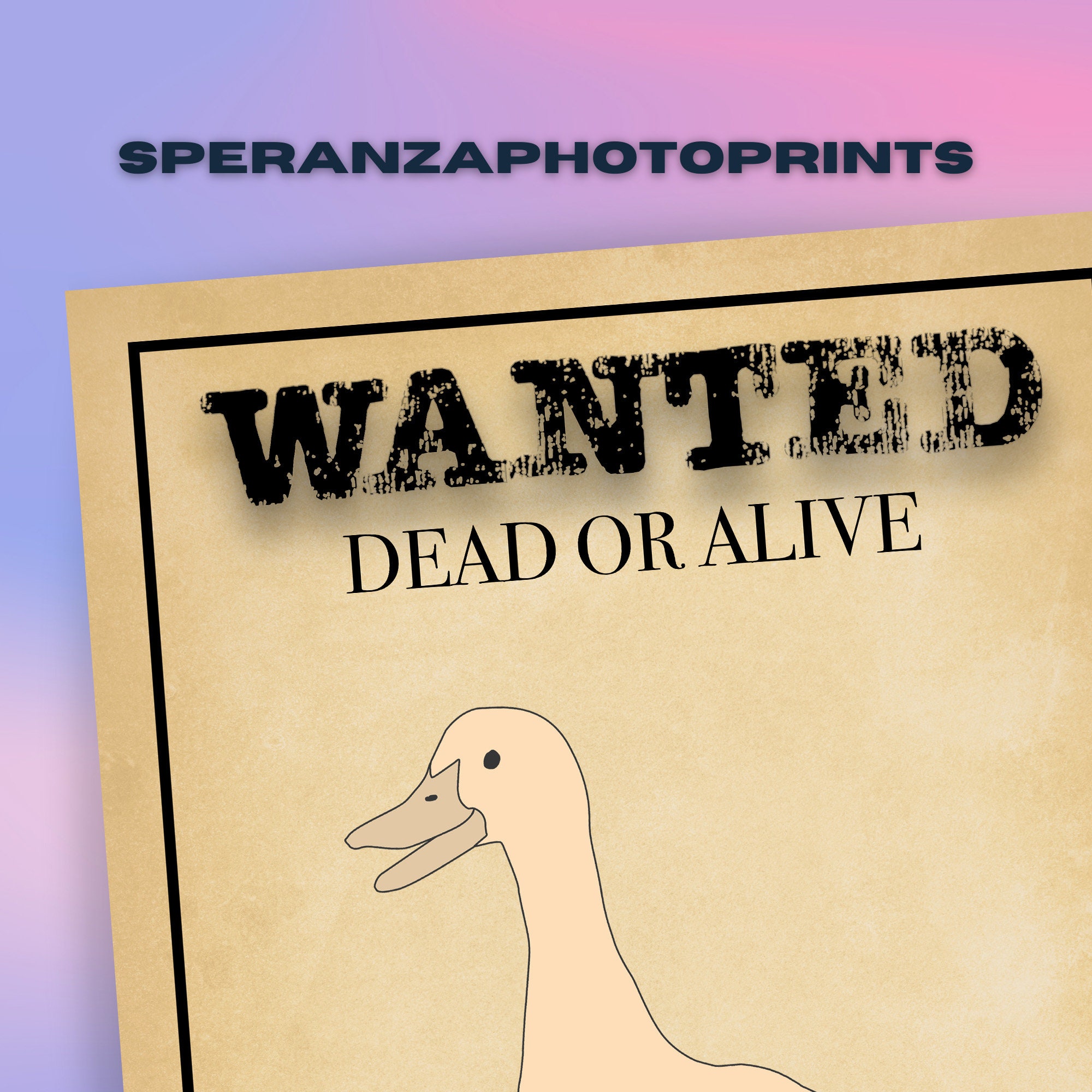 Wanted Duck Poster, Funny Old Western Cowboy Print - Etsy