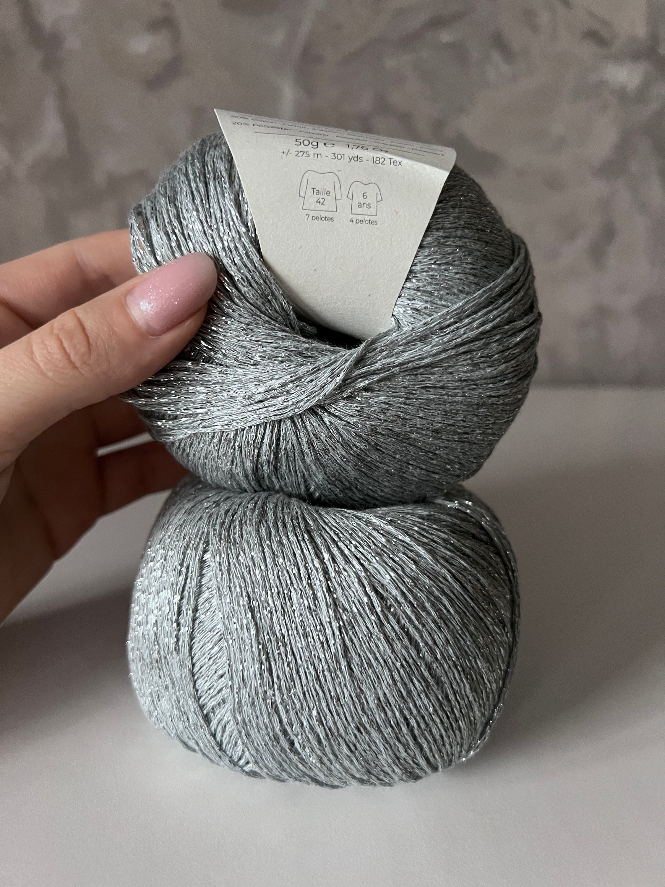 Phil Starlight Glitter Knitting Yarn, Italian Shiny Yarn, Cotton Yarn ...