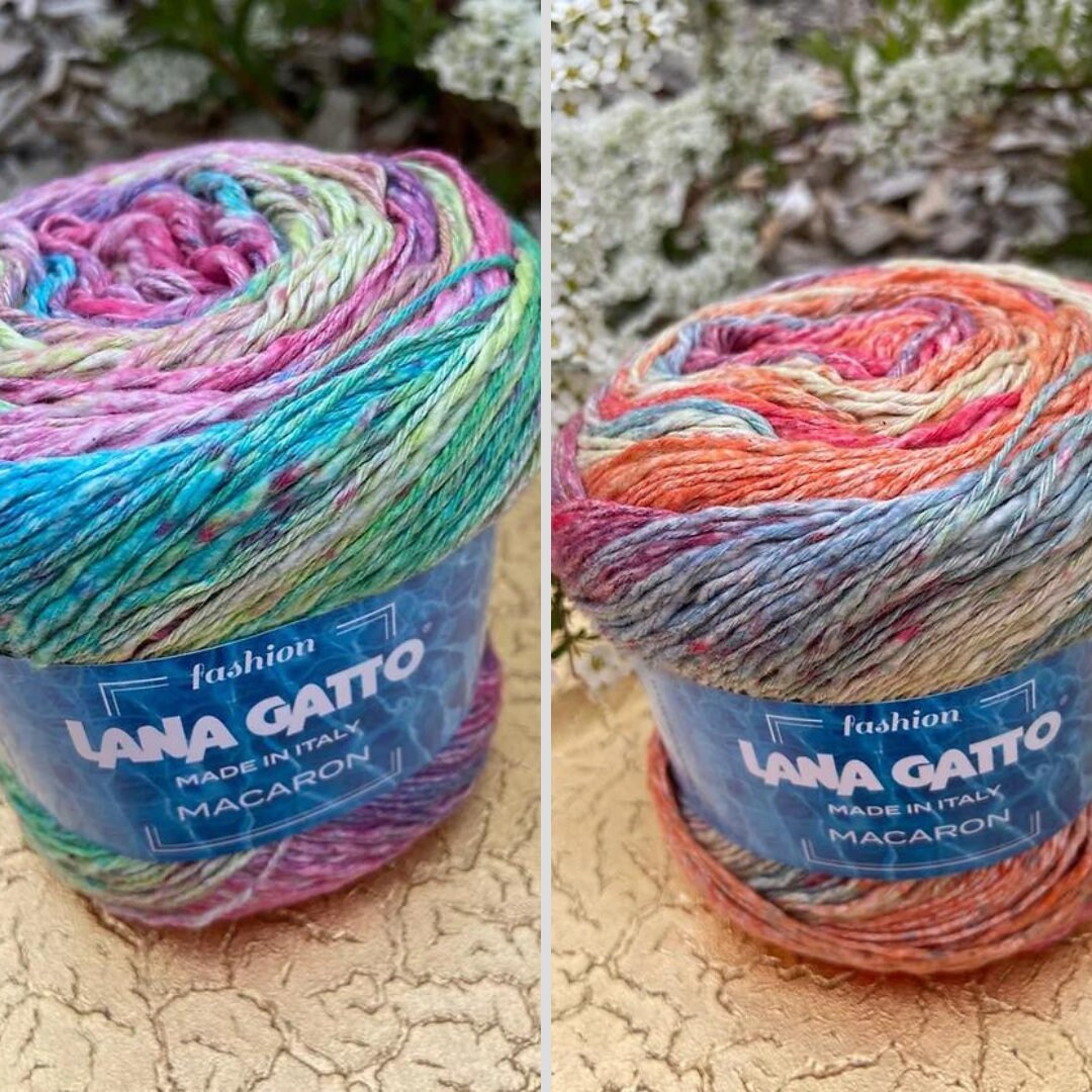 Lana Gatto Macaron Knitting Italian Yarn Summer Yarn Cotton Yarn for Knitting Multicolor Yarn ...