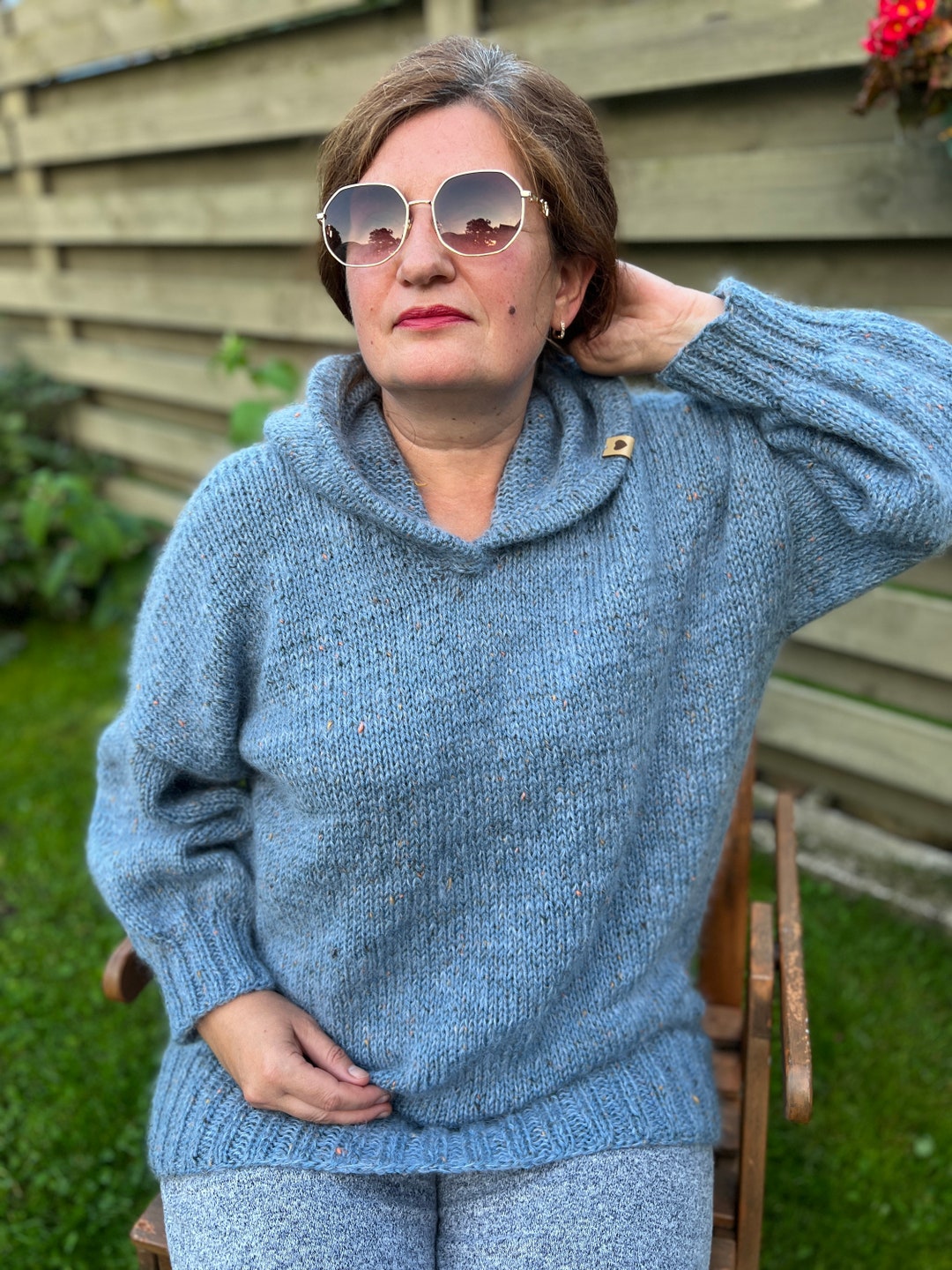 Oversized Wool Sweater Hand Knit Women Sweater Stay Home Sweater - Etsy