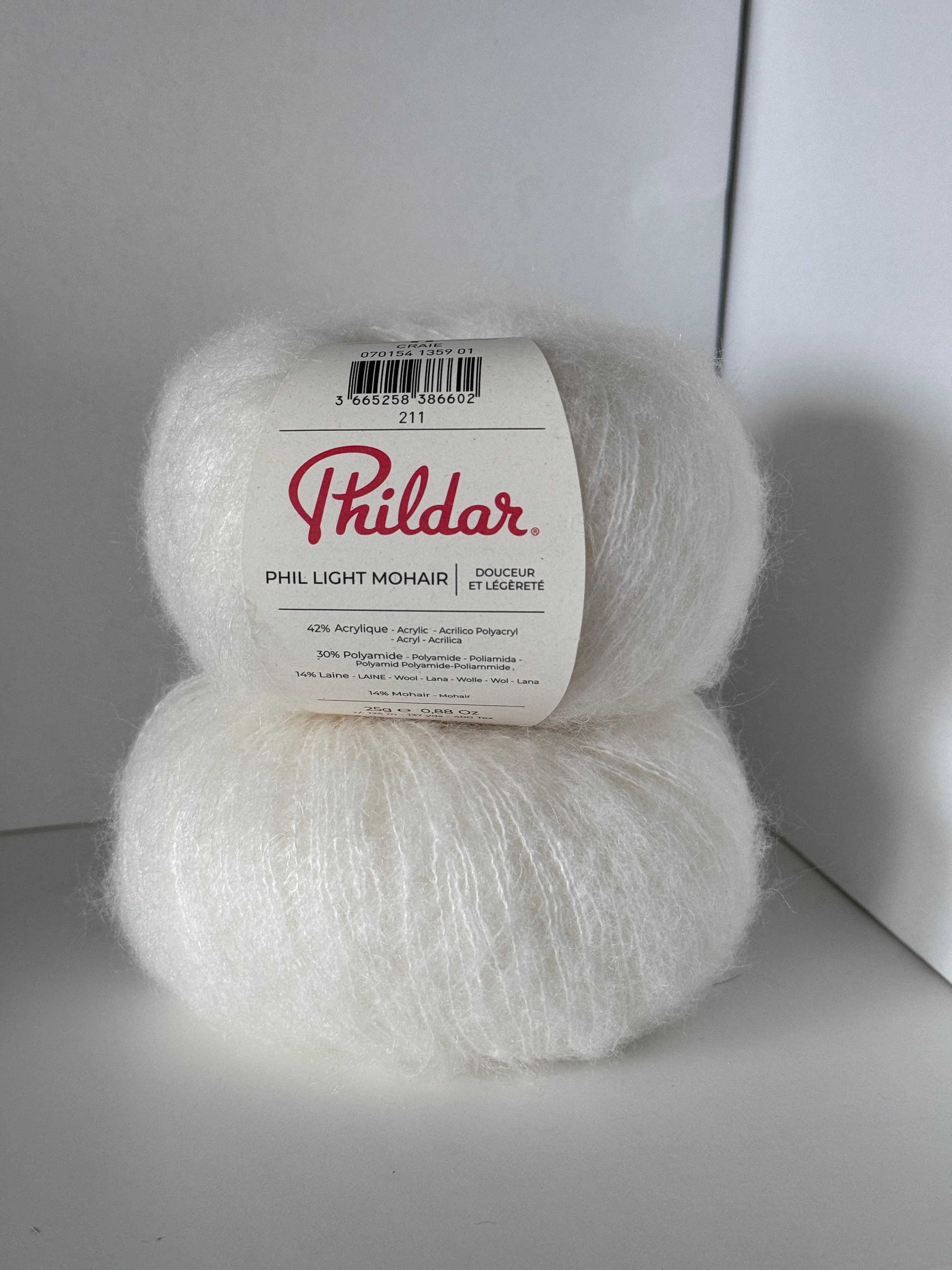 Phil Light Mohair Yarn, Italian Yarn, Mohair Yarn, 25g 225 Meters ...