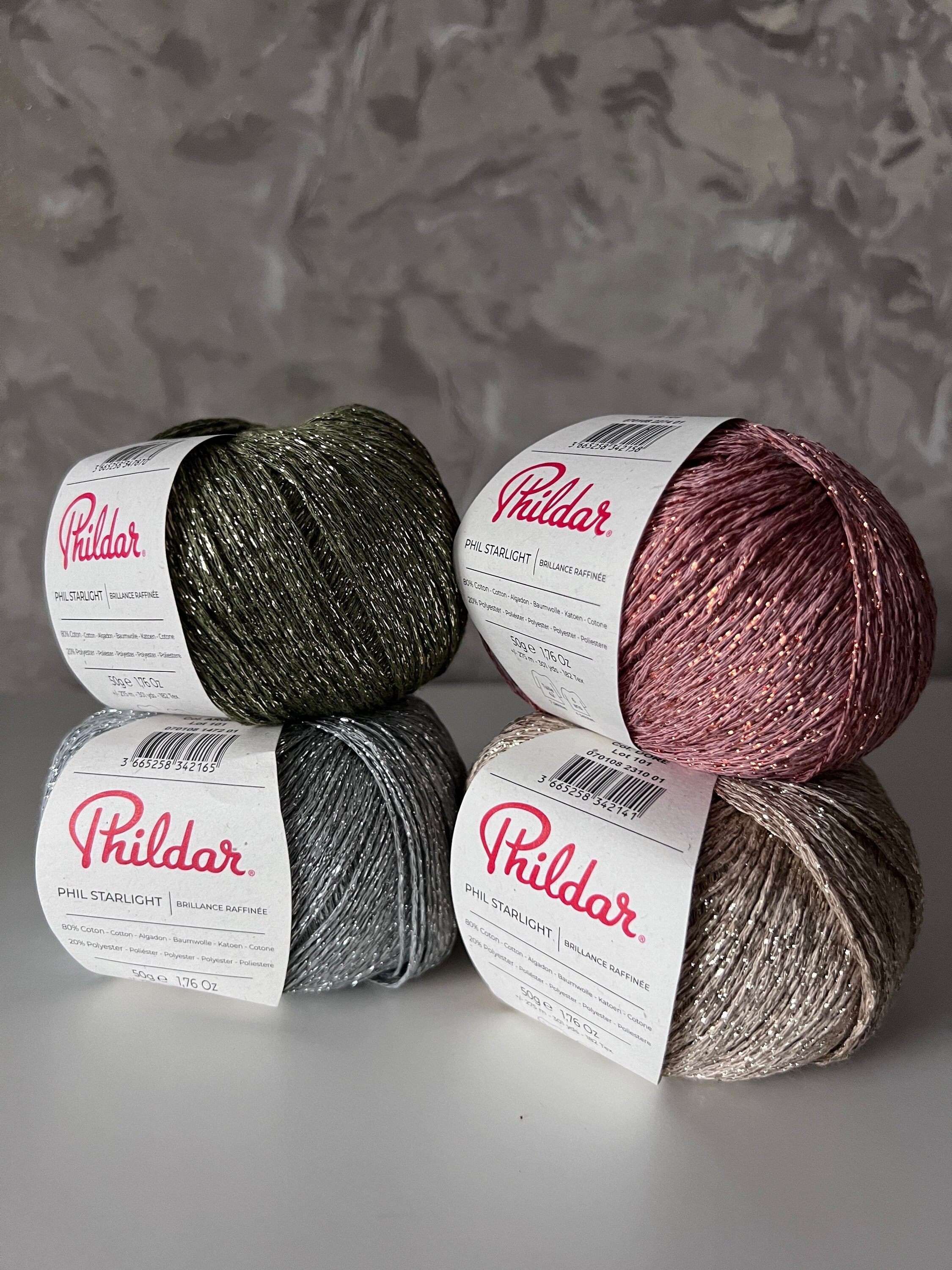 Phil Starlight Glitter Knitting Yarn, Italian Shiny Yarn, Cotton Yarn ...