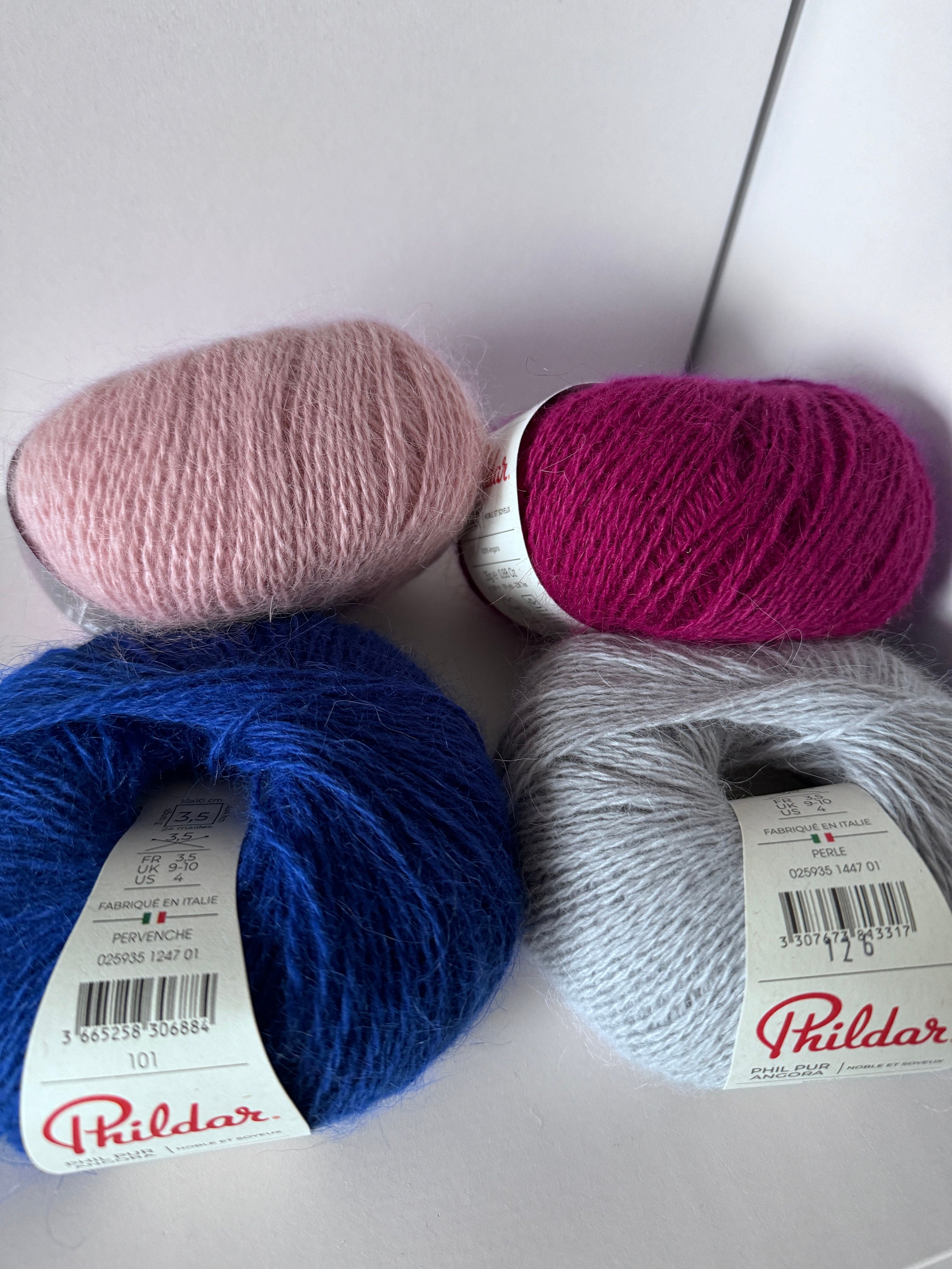Phildar Angora Knitting Yarn, Italian Yarn, 100% Wool Yarn for Knitting ...