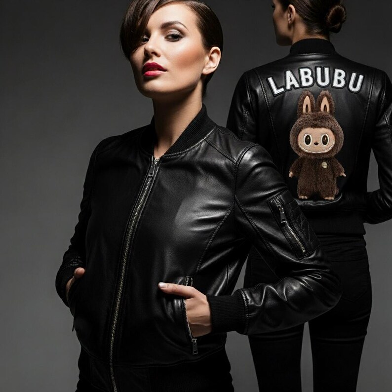 Labubu Embroidered Bomber Jacket, Pop Mart Gift, Ugly-cute K-pop ...