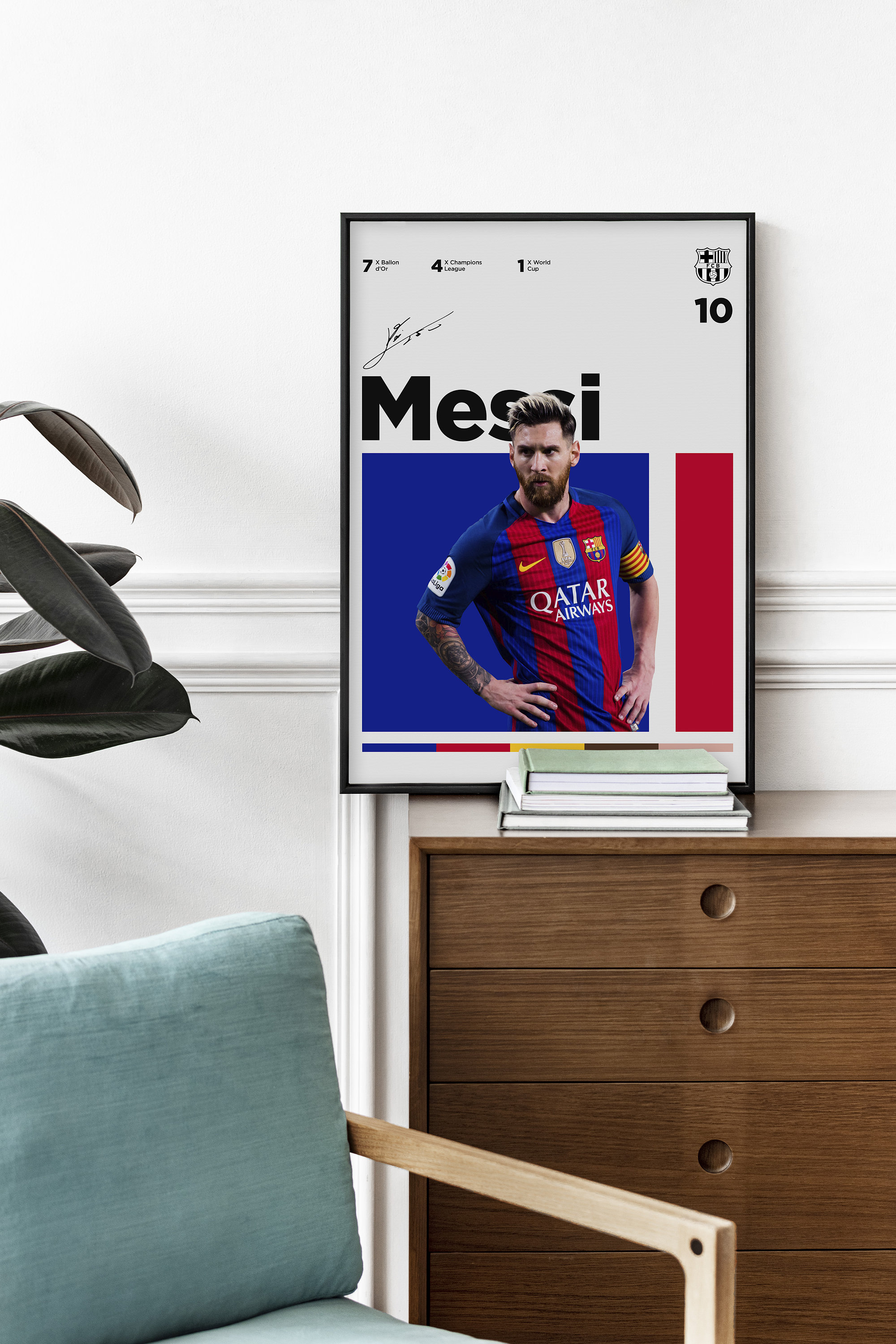 Lionel Messi Barcelona Poster, Minimalist Poster, Sports Poster, Wall ...