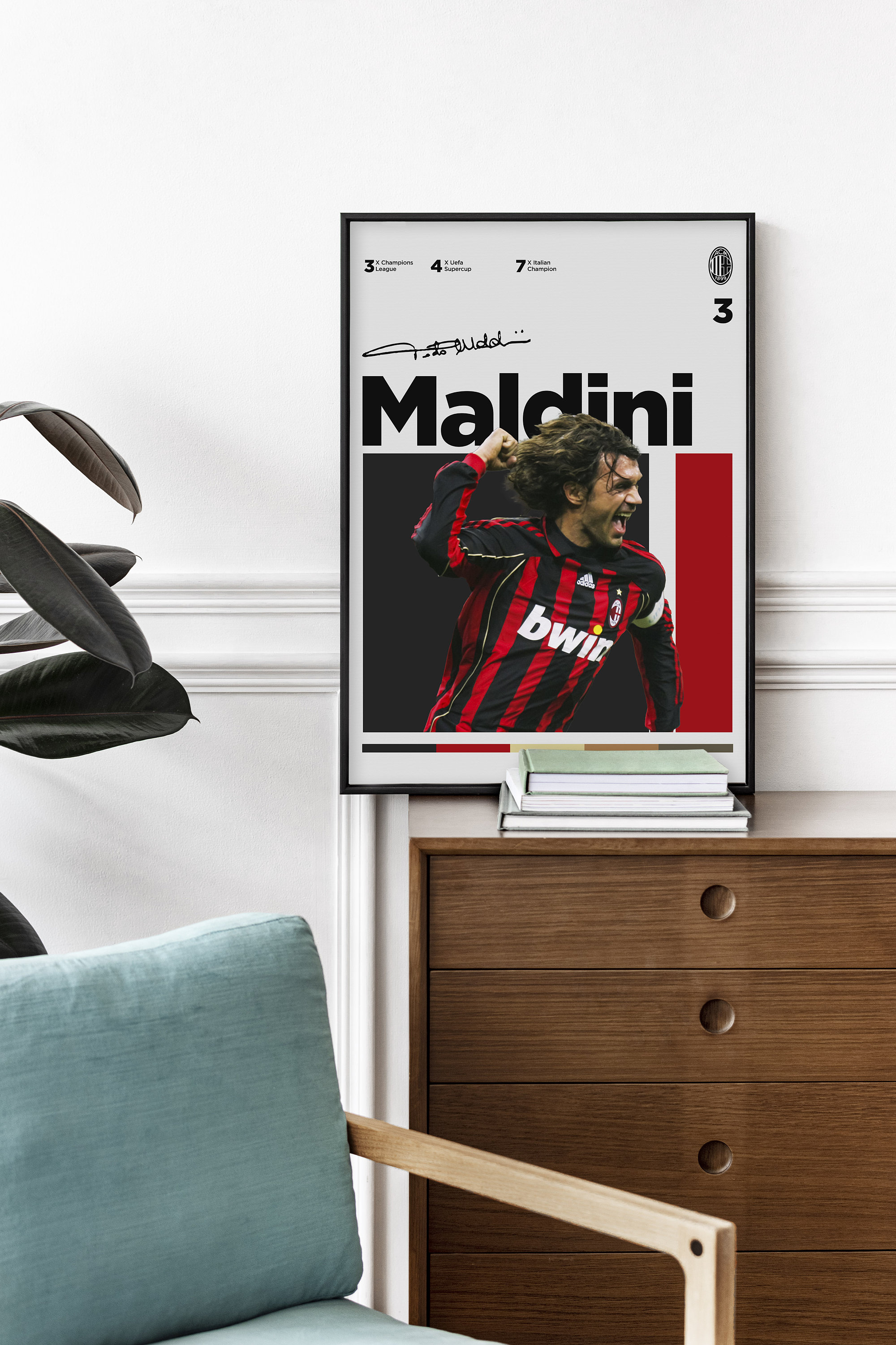 Paolo Maldini Poster AC Milan, Poster minimalista, Poster sportivo ...