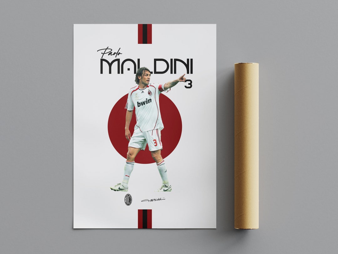 Paolo Maldini AC Milan Poster, Minimalist Poster, Sports Poster, Wall ...