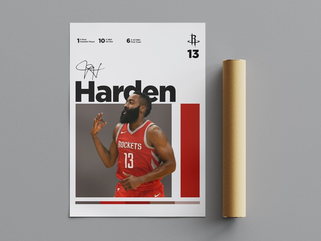 James Harden Houston Rockets Poster, Minimalist Poster, Sports Poster ...