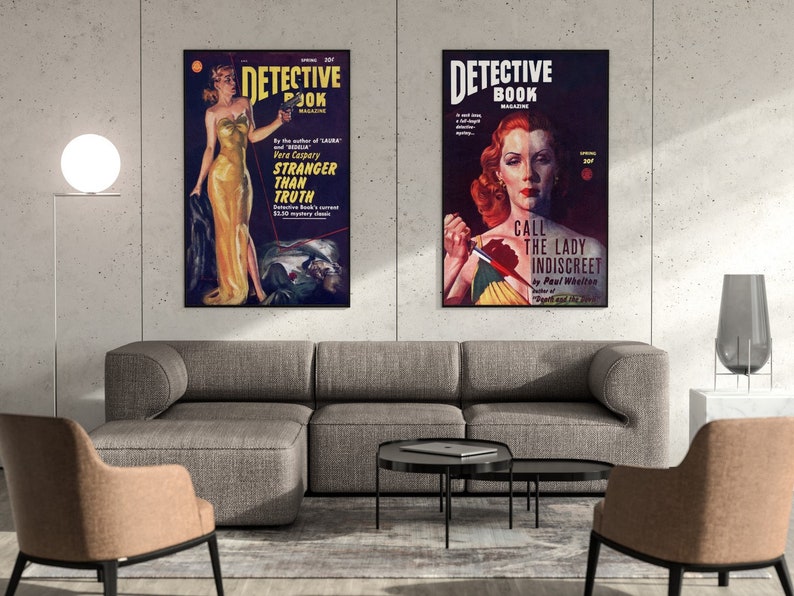 Vintage Pulp Fiction Magazine Poster Prints Set of 3 Digital Downloads ...