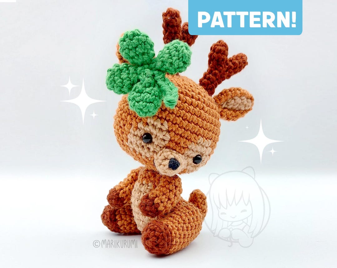 Crochet PATTERN Fibi Fawn With Clover, Enchanting Amigurumi Deer, Cute ...