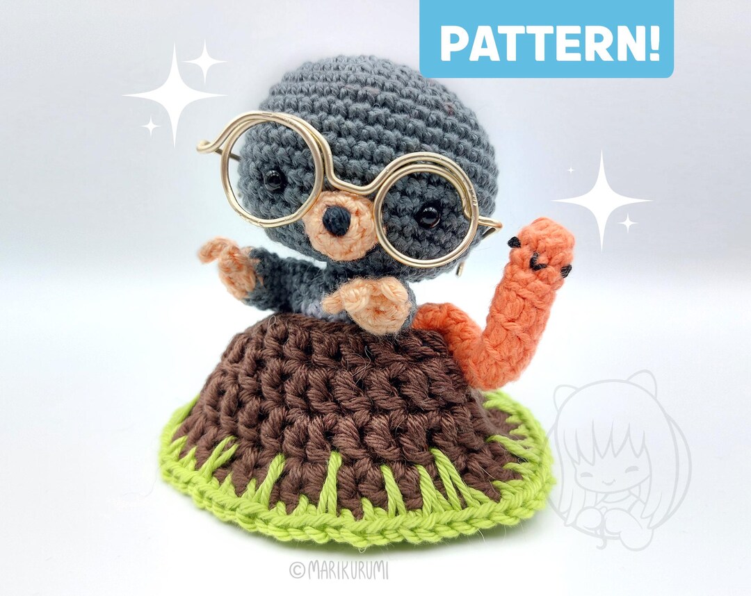 Crochet PATTERN Monty Mole With Wally Worm and Molehill, Cute Whimsical ...