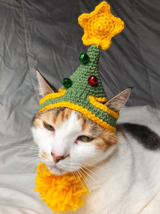 Christmas Tree Cat Hat Holiday Hat for Cats Festive Cat Hat - Etsy