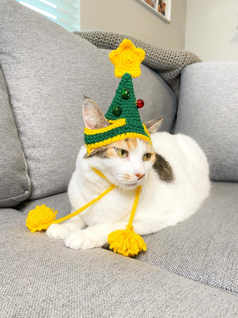 Christmas Tree Cat Hat, Holiday Hat for Cats, Festive Cat Hat, Fun Cat ...