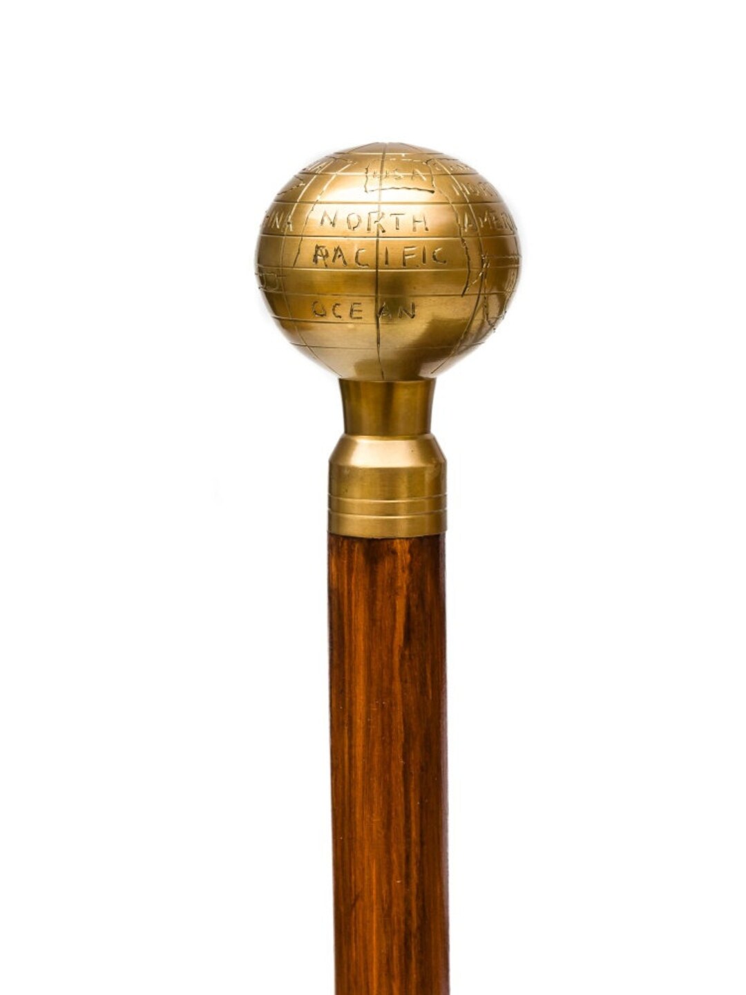 Walking Stick World Globe Earth Wooden Walking Stick Strolling - Etsy