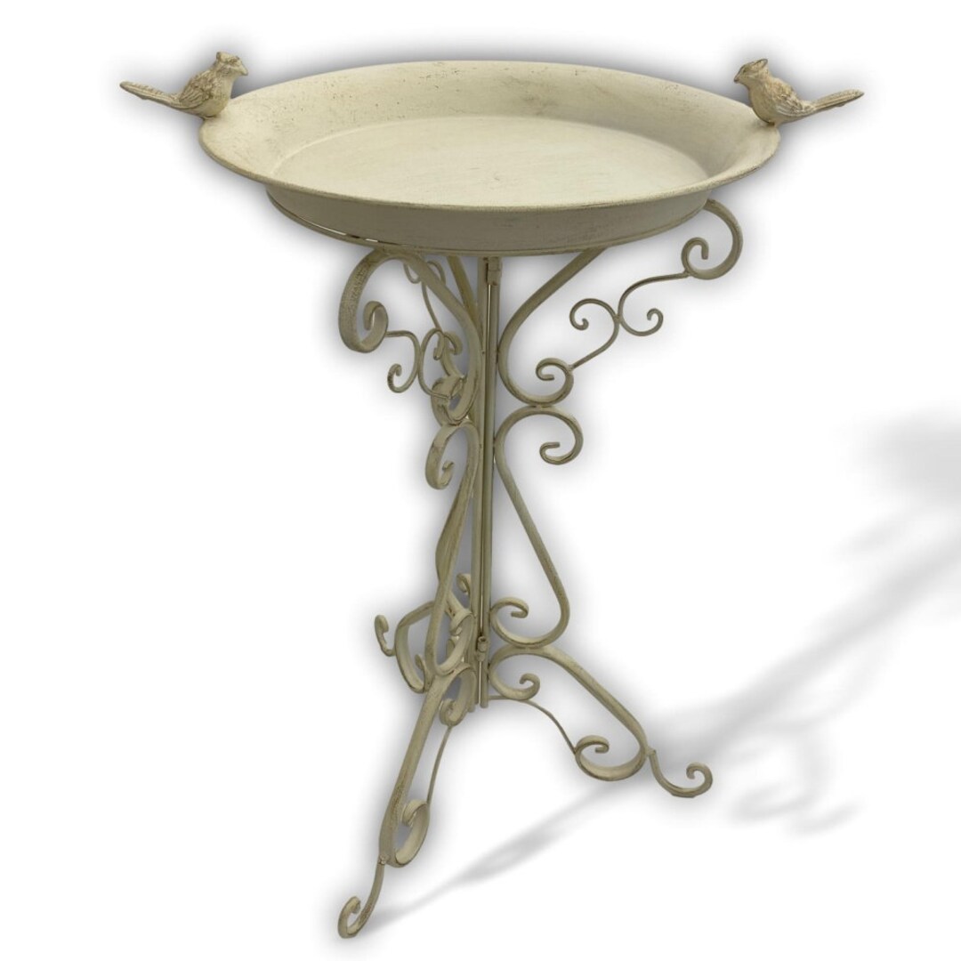 Bird Bath Garden Bird Basin Bird Bath Made of Metal 75 Cm Cream White ...