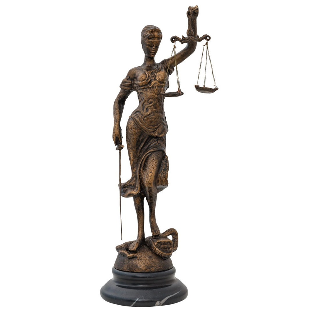 Sculpture of Lady Justice With Scales Figure Statue Iron Stone Antique ...