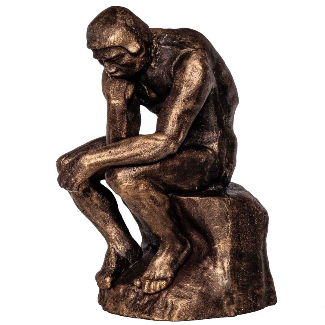 Sculpture of the Thinker After Rodin Iron Figure Statue Antique Style ...