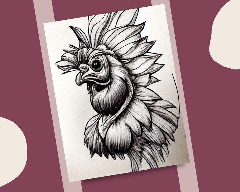 20 Chickens Coloring Pages Furry Crazy Chicken Illustrations Printable ...