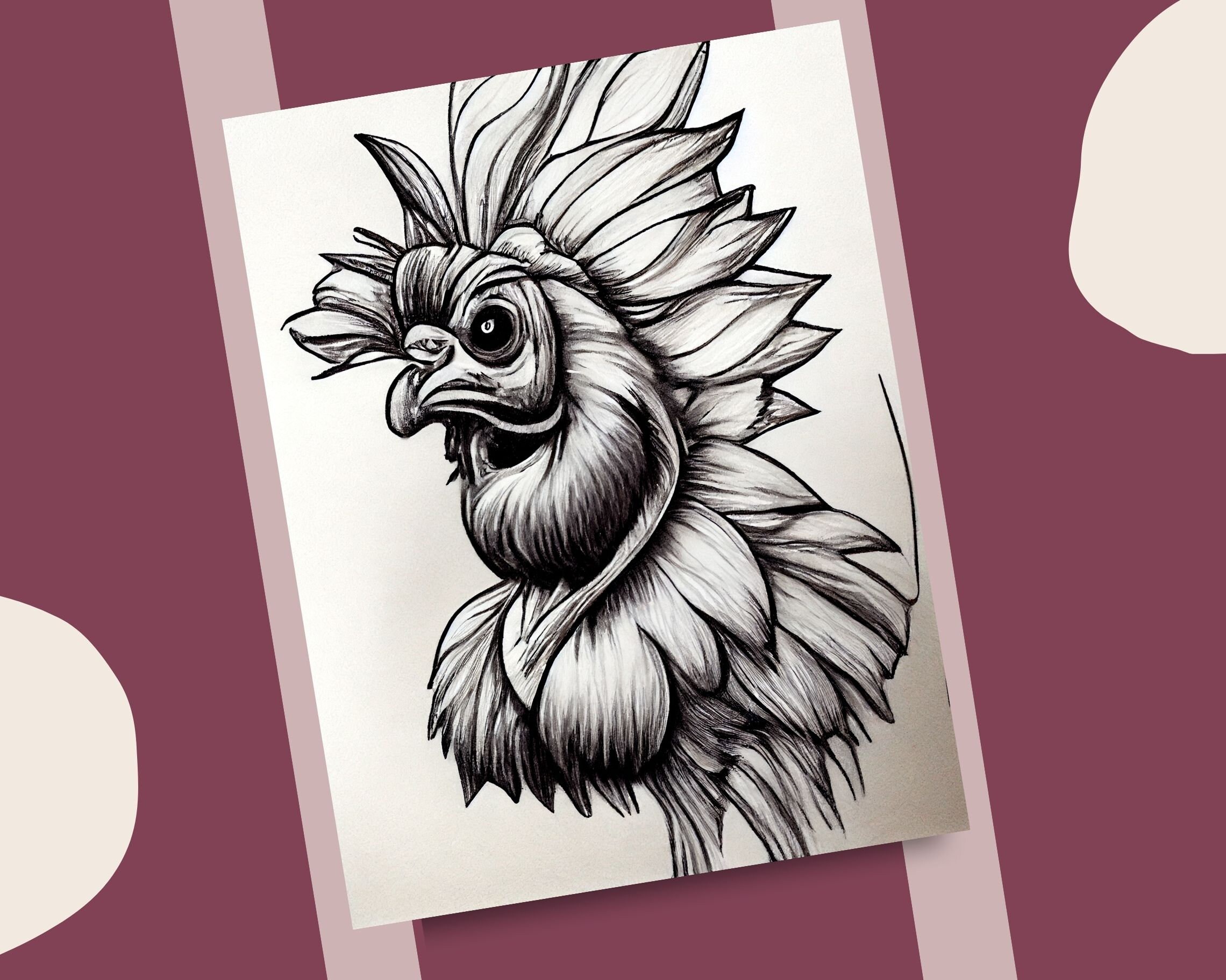 20 Chickens Coloring Pages Furry Crazy Chicken Illustrations Printable ...