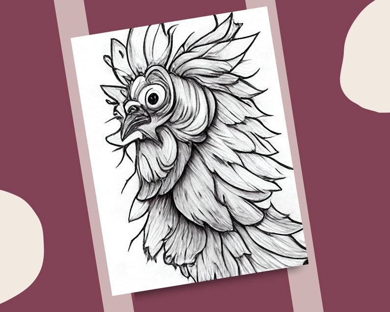 20 Chickens Coloring Pages Furry Crazy Chicken Illustrations Printable ...