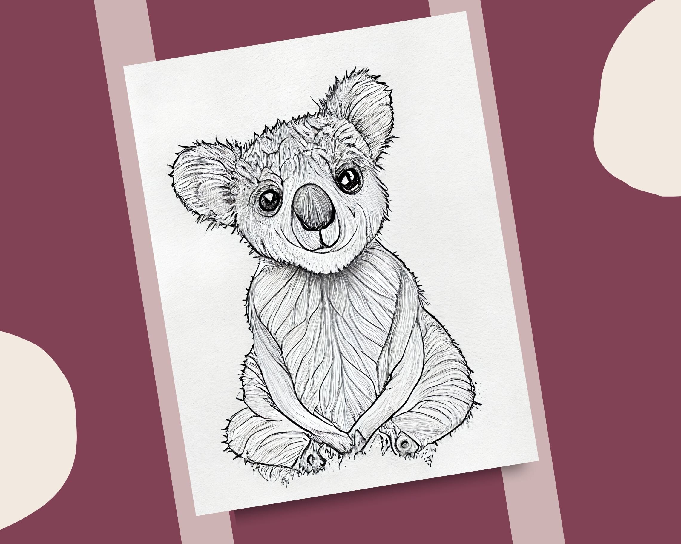 10 Cute Koalas Coloring Pages Lovely Koala Illustrations - Etsy