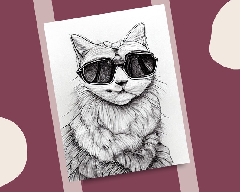 10 Cool Cats Coloring Pages Cats With Sunglasses - Etsy