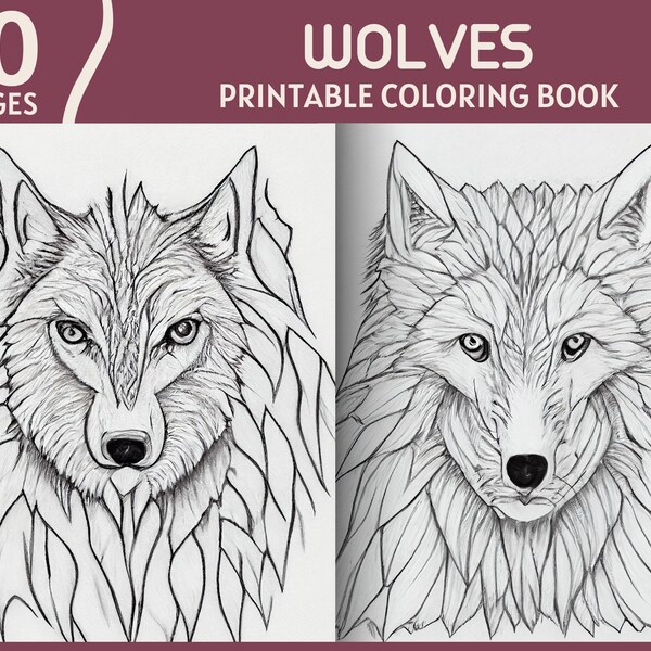 Wolf Coloring Page Printable - Etsy
