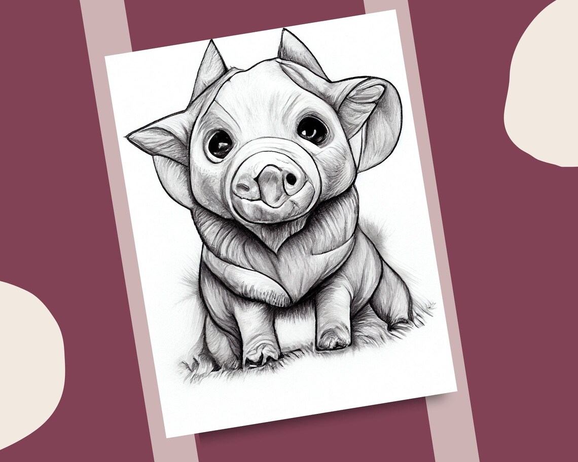 10 Cute Pigs Coloring Pages Realistic Pig Illustrations Printable ...