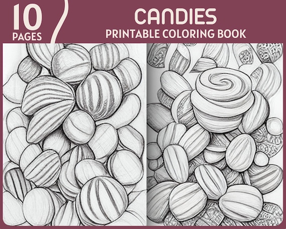 10 Sweet Candies Coloring Pages Stack of Candy Printable - Etsy