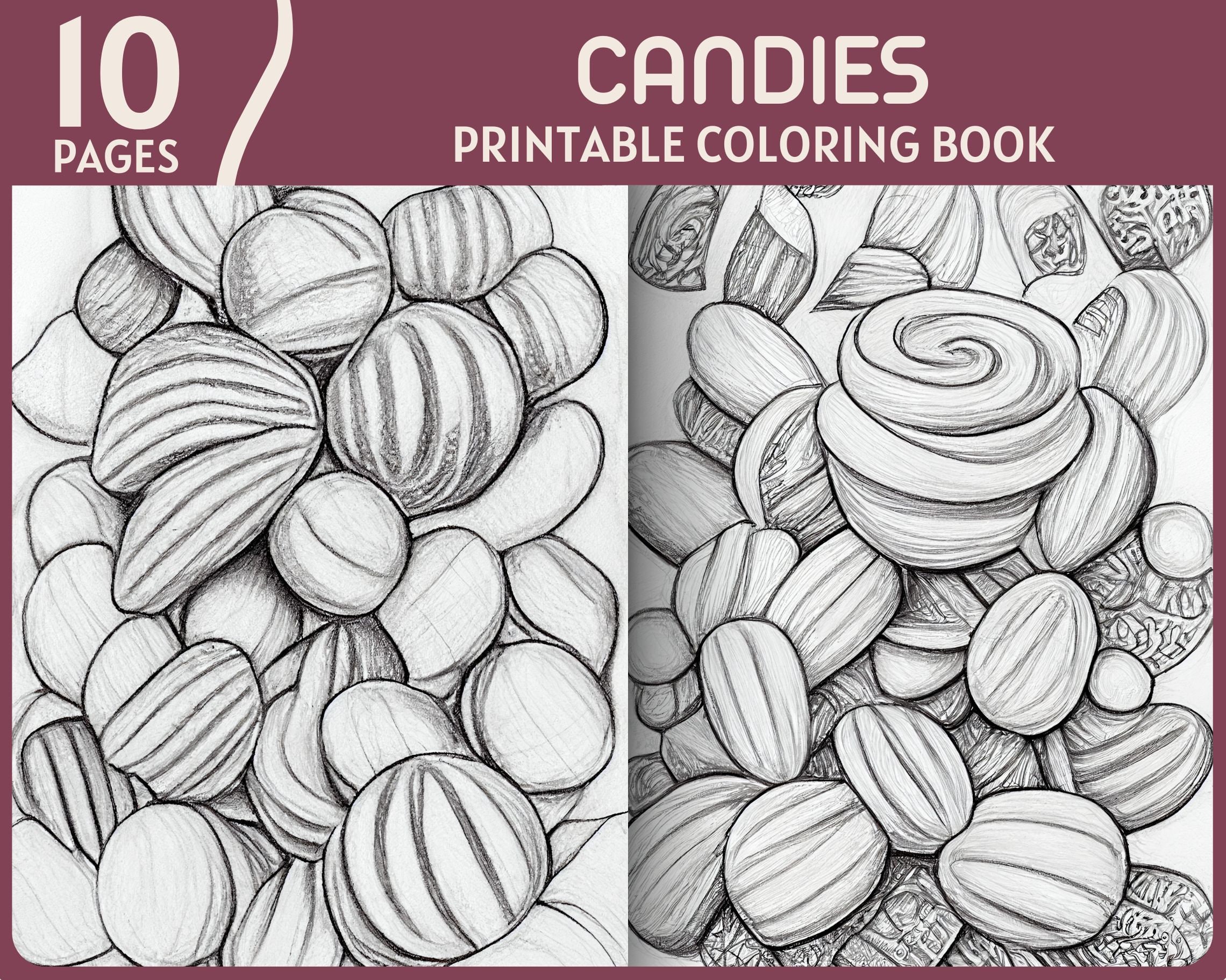 10 Sweet Candies Coloring Pages Stack of Candy Printable Coloring Pages ...