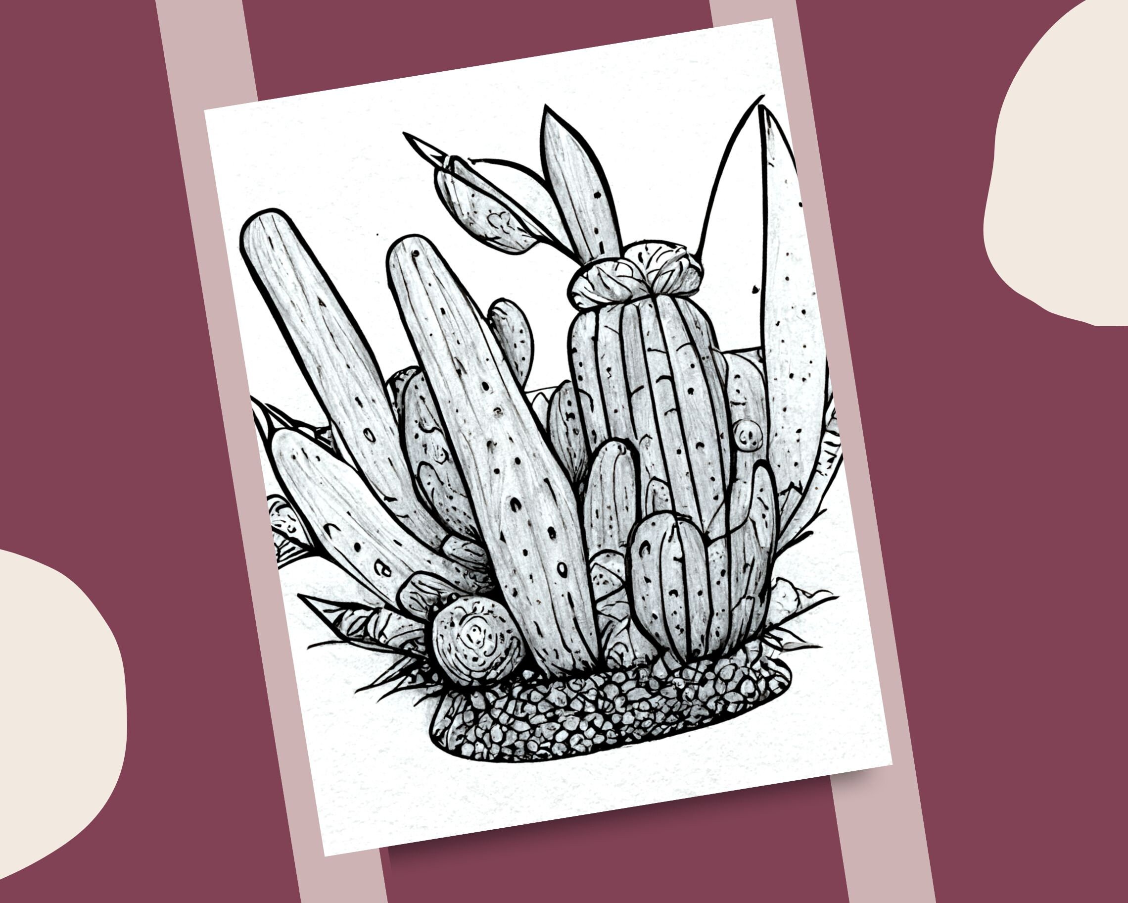 10 Cactus Coloring Pages Realistic Cacti Printable Coloring - Etsy