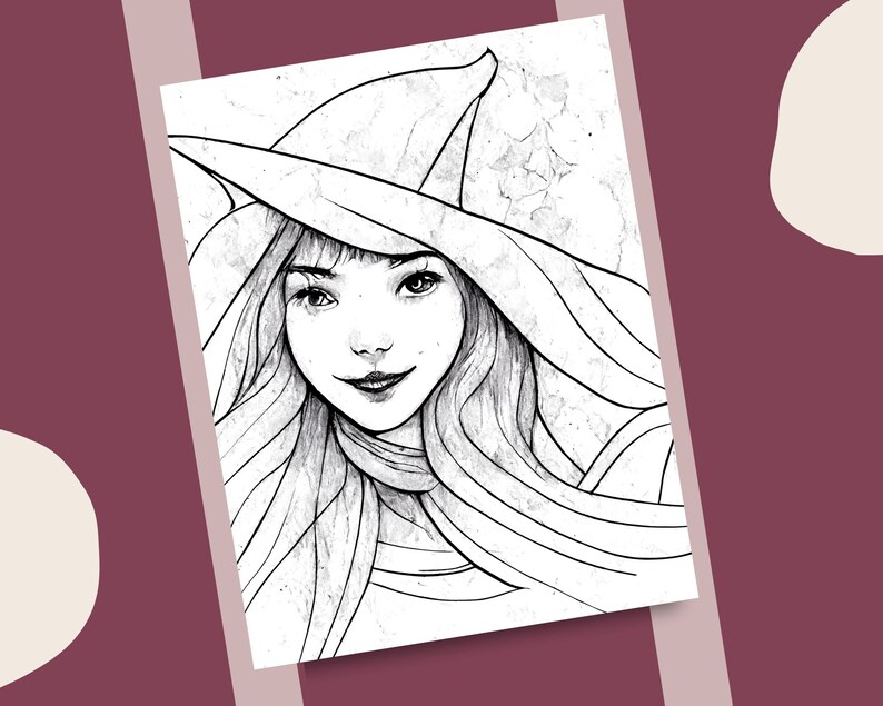 10 Witches Grayscale Coloring Pages Magical Fantasy Witch 10 Pages ...