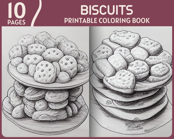 10 Biscuits Coloring Pages Realistic Biscuit Illustrations - Etsy