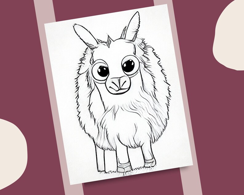 10 Llamas Coloring Pages Cartoon Llama Illustrations Printable Coloring ...