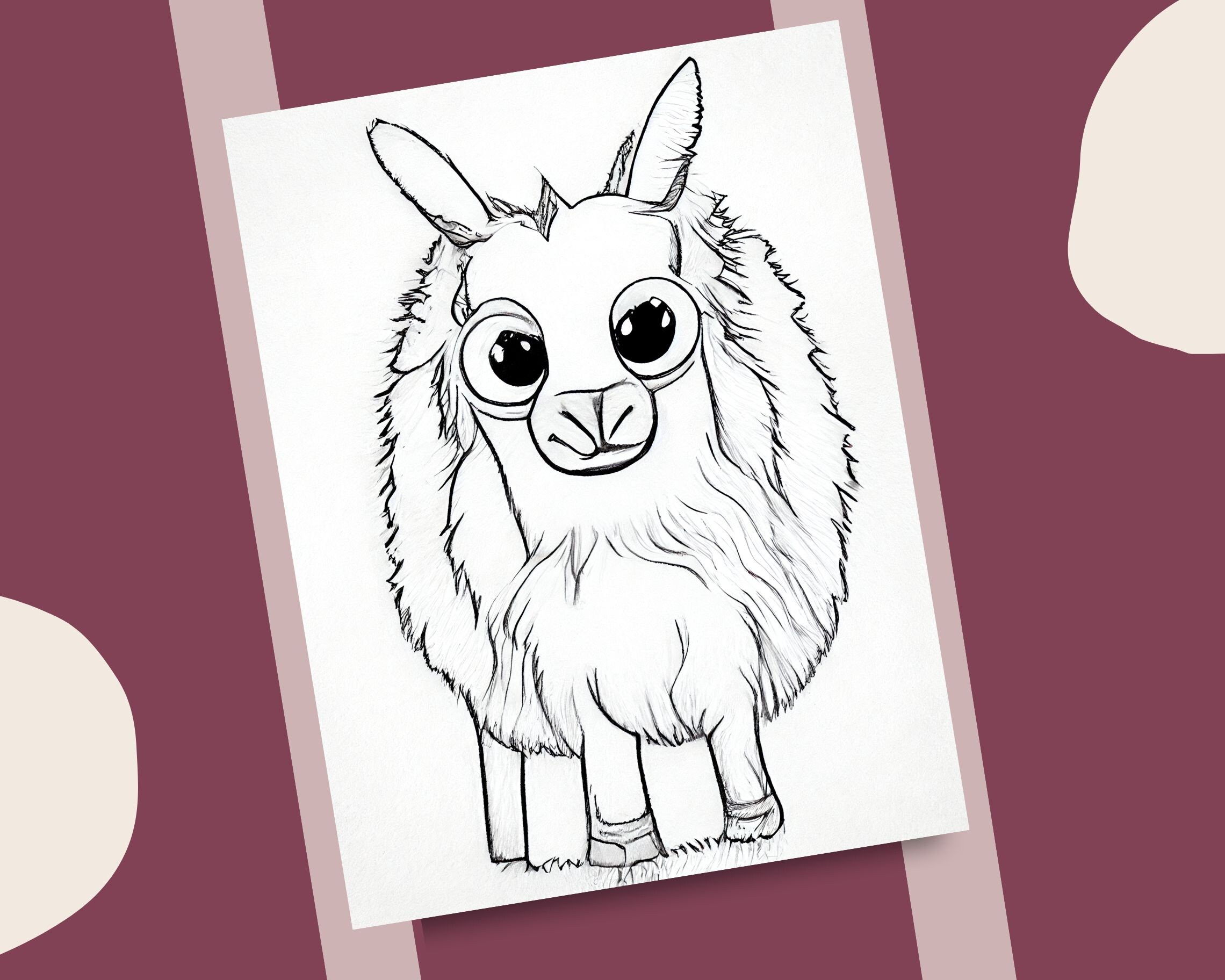 10 Llamas Coloring Pages Cartoon Llama Illustrations Printable Coloring ...