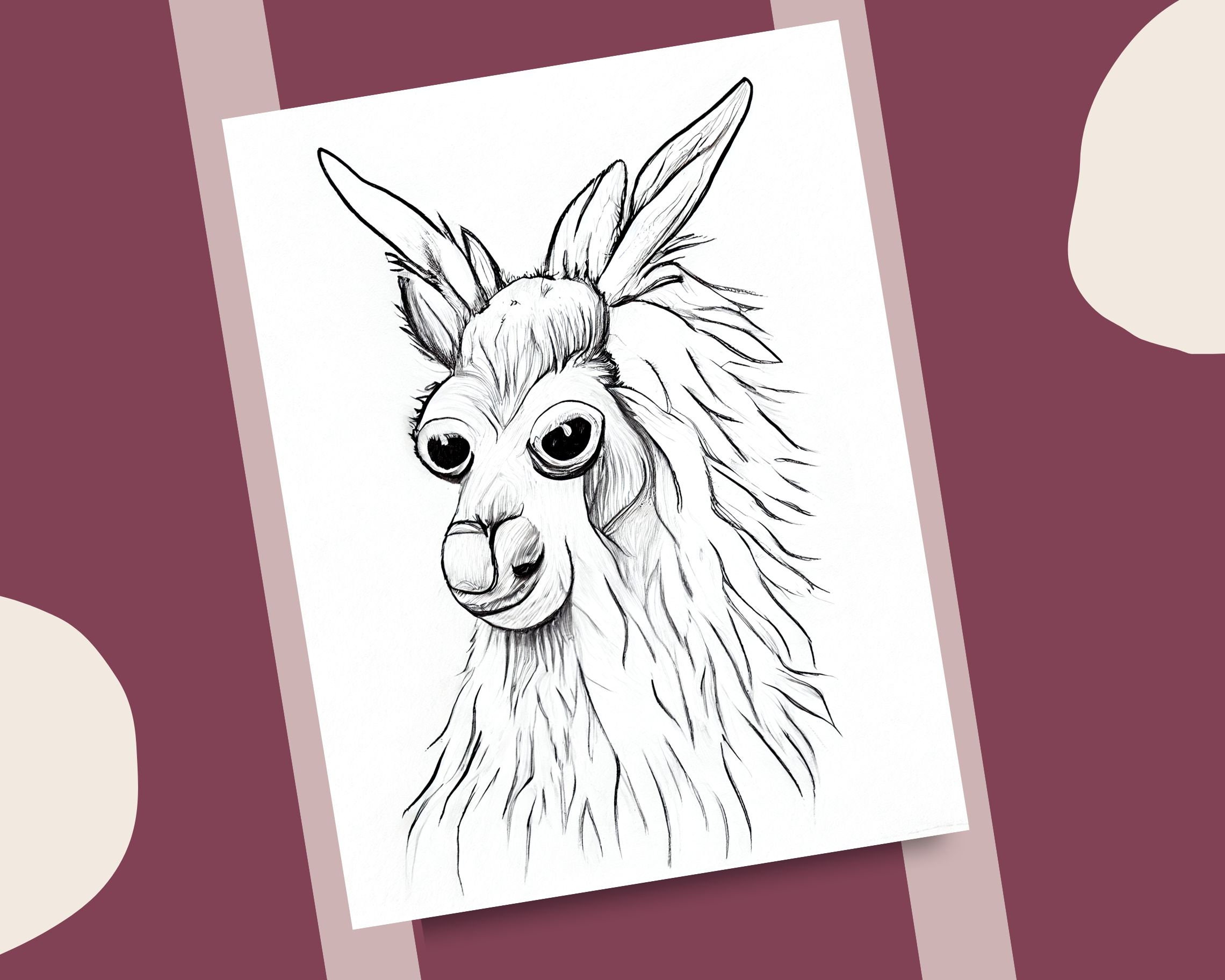 10 Llamas Coloring Pages Cartoon Llama Illustrations Printable Coloring ...