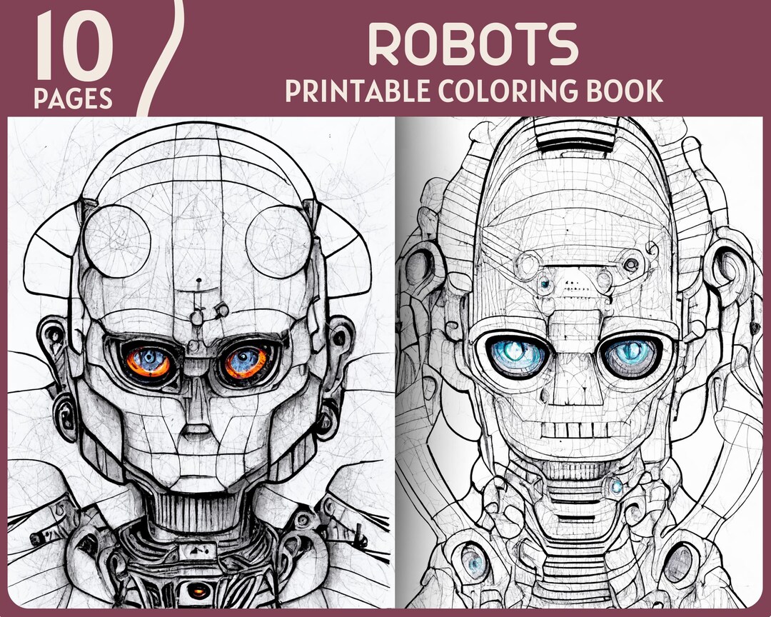 10 Robots Coloring Pages Humanoid Robot Illustrations - Etsy España