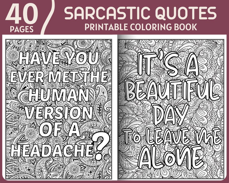 40 Sarcastic Quotes Coloring Pages for Adults Offensive - Etsy Australia