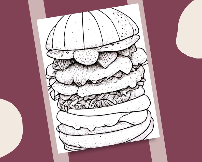 10 Hamburgers Coloring Pages Mega Burgers Coloring Book Printable Food ...