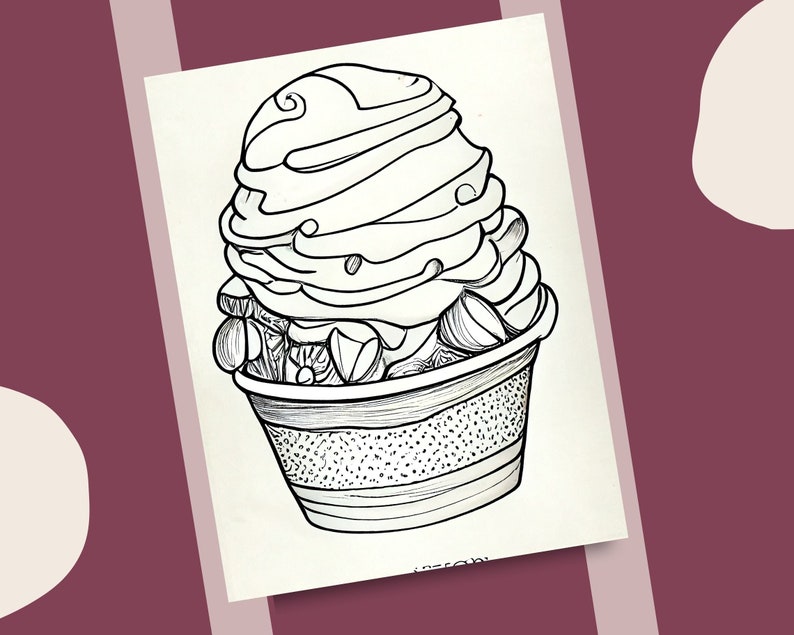 10 Cup Ice Creams Coloring Pages Ice Cream Illustrations Printable